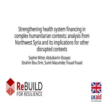 Strengthening health financing in complex humanitarian contexts ...