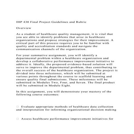 IHP 430 Final Project Guidelines and Rubric Overview As .docx
