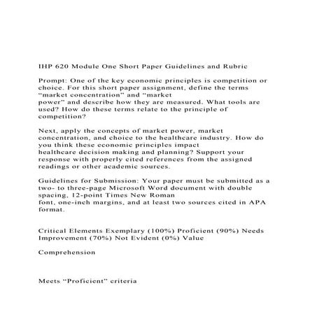 IHP 620 Module One Short Paper Guidelines and Rubric P.docx