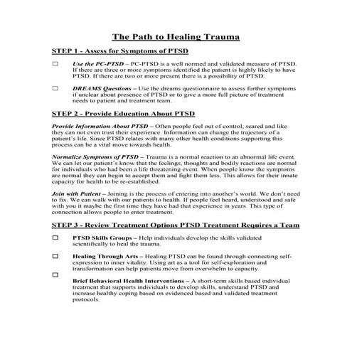 PTSD Systems Treatment Pathway in Public Health Nursing and Primary ...