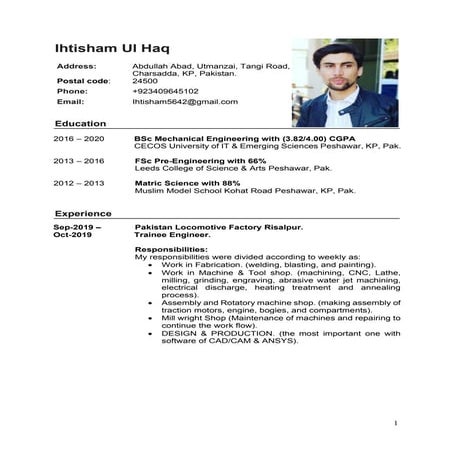 Ihtisham ul haq cv 2020-12. | PDF