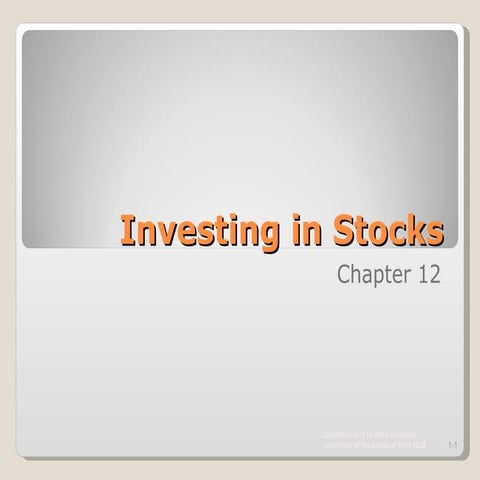 HUSC 3366 Chapter 12 Investing in Stocks | PPT