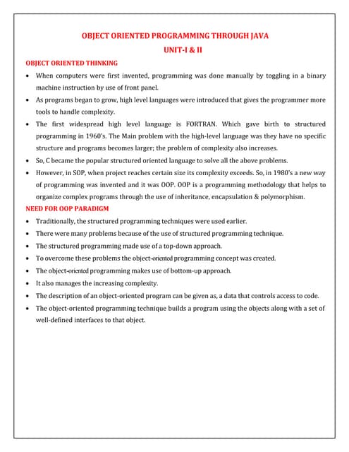 Ii Bca Java Programming Notes For Five Unitspdf