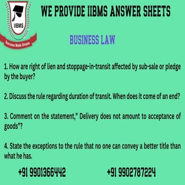 IIBMS - BUSINESS LAW1 I MBA IIBMS ANSWER SHEETS | PPT