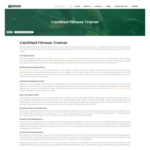 Certified Fitness Trainer Course Online in India | PDF