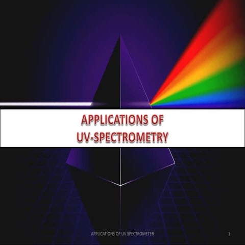 UV SPECTROSCOPY AND ITS APPLICATIONS | PPTX