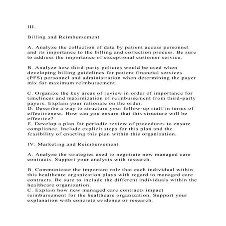 III.Billing and ReimbursementA. Analyze the collection of da.docx
