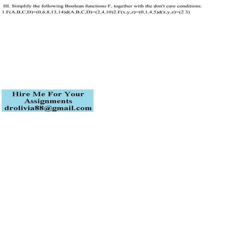 Iii Simplify The Following Boolean Functions F Together With The Dopdf 9641