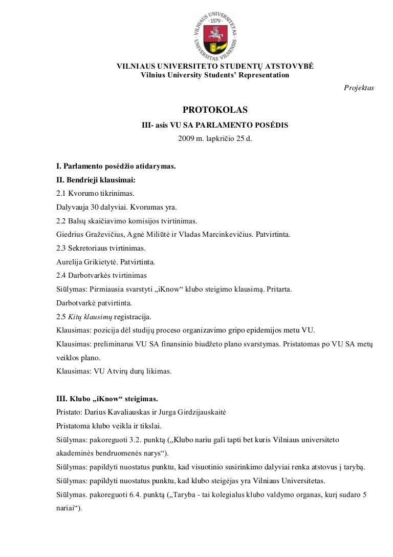 III-ojo VU SA Parlamento Posedzio Protokolas[11 25]