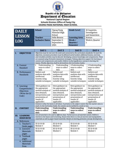 document.pdf dll in quarterly examination | PDF | Educational ...