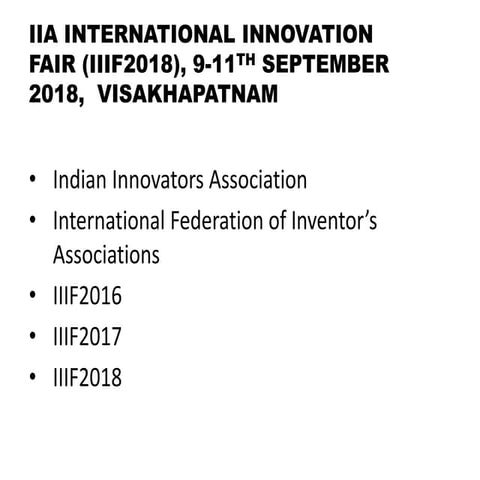 IIA International Innovation Fair 2018 | PPT
