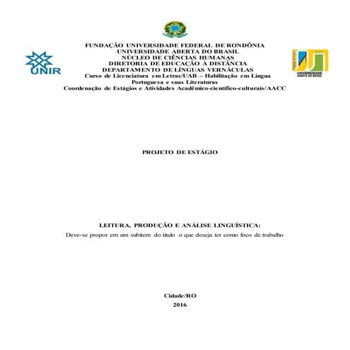 Projeto de Estágio - modelo | PDF