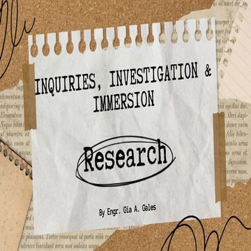 Inquiries, Investigation and Immersion Oral Defense Guidelines | PPTX
