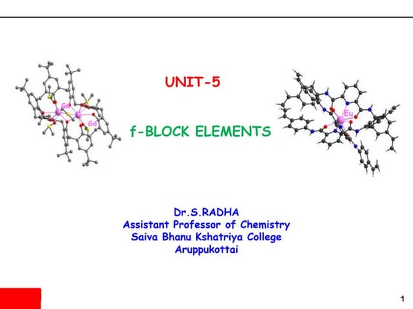 F Block Elements Ppt