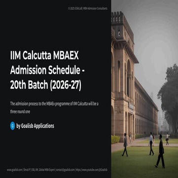 IIM Calcutta MBAEx Admissions Guide – Class of 2026–27 Application Schedule, Eligibility, and ...