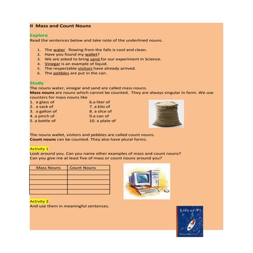 Ii Mass And Count Nouns Sc | DOC