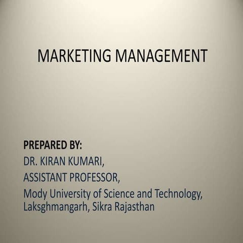 Introduction to marketing Management Notes | PPT