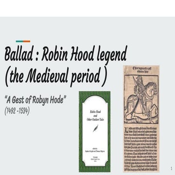 Ballad : robin hood legend (the medieval period ) (Saharat Laksanasut สหรัฐ ลักษณะสุต) | PPTX