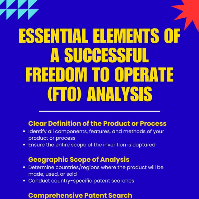 Essential Elements of a Successful Freedom to Operate (FTO) Analysis ...