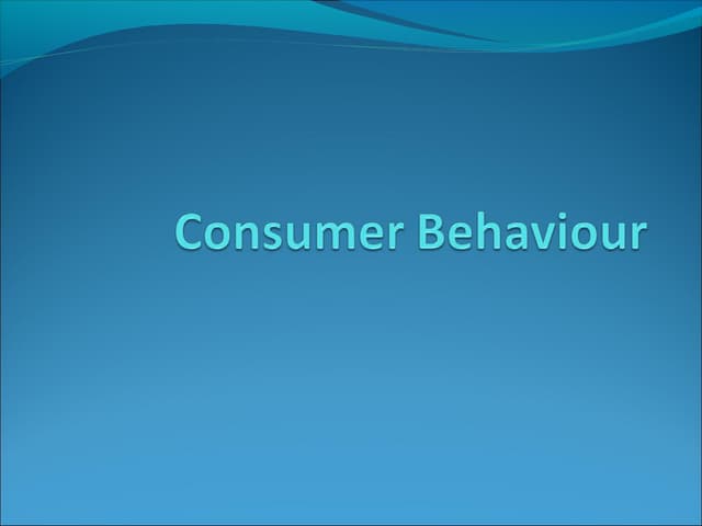 Consumer behavior models | PPTX