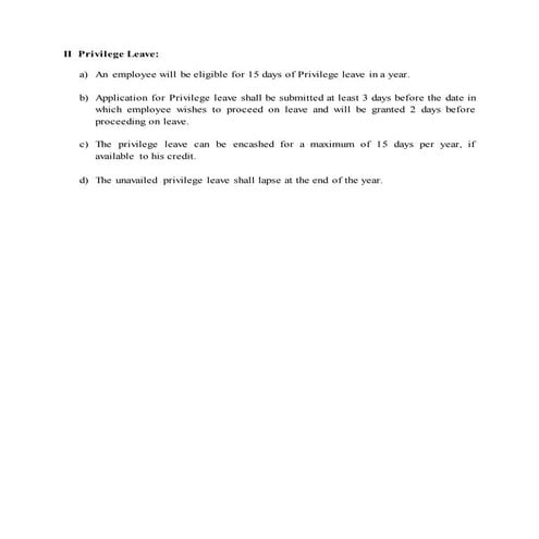 Ii privilege leave | PDF