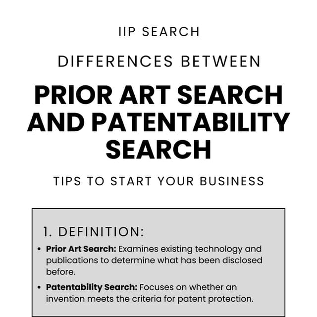 Differences Between Prior Art Search and Patentability Search | Infographic | IIP Search | PDF