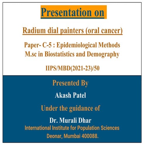 Radium dial painters and Oral Cancer | PPTX