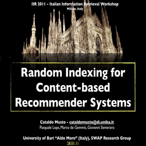 Random Indexing For Content Based Recommender Systems Ppt 3273