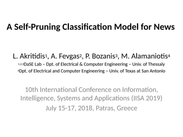 A Self Pruning Classification Model For News Ppt