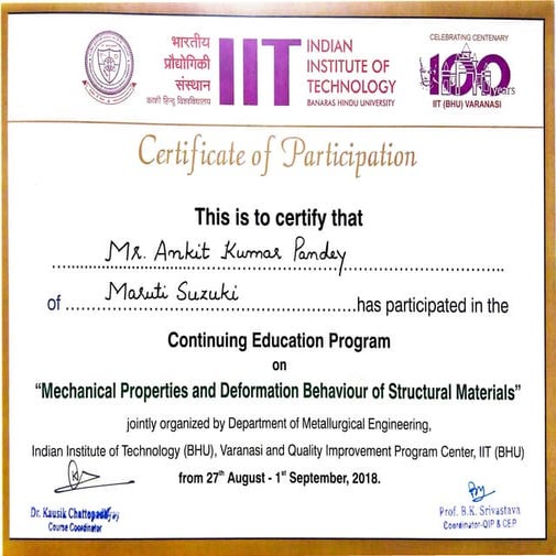 IIT-BHU_MATERIAL TRAINING_SHORT TERM COURSE | PDF