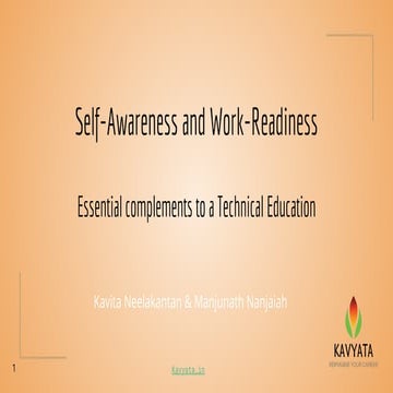 Experiential Workshops for Self Awareness & Work Readiness | PPT