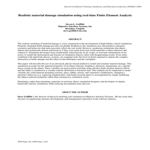 Realistic material damage simulation using real-time Finite Element Analysis | PDF