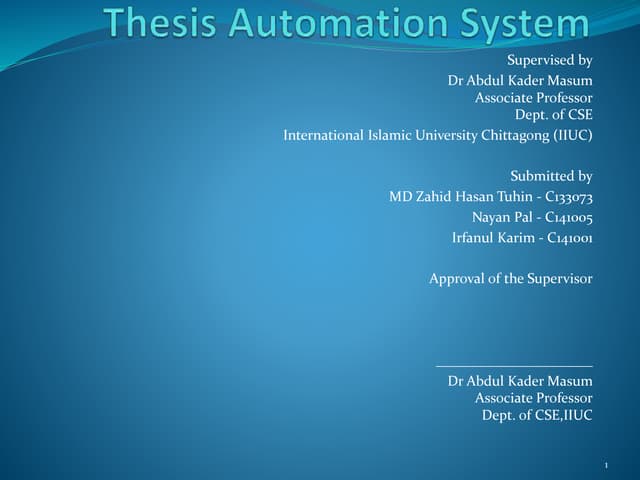 Thesis Project Management System Presentation Part 1 Ppt