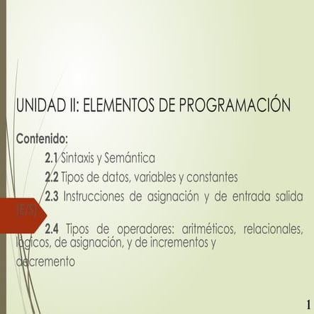 II Unidad: Elementos de Programacion Informatica | PPTX