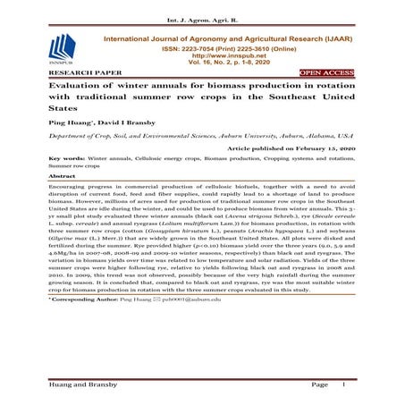 Evaluation of winter annuals for biomass production in rotation with ...