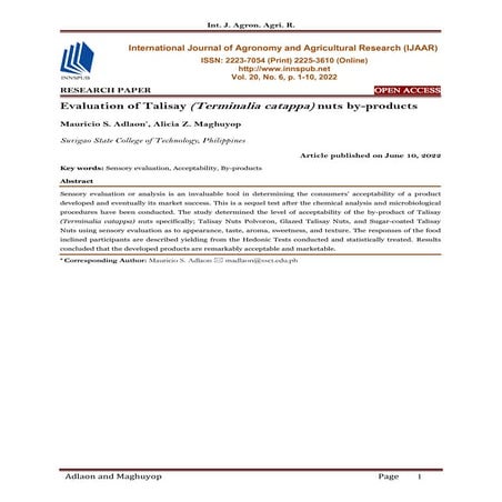 Evaluation of Talisay (Terminalia catappa) nuts by-products | PDF
