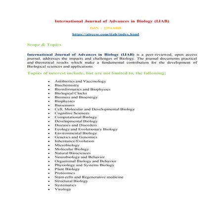 International Journal of Advances in Biology (IJAB) | PDF