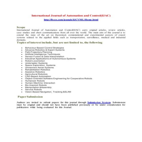 International Journal of Automation and Control(IJAC) | DOCX