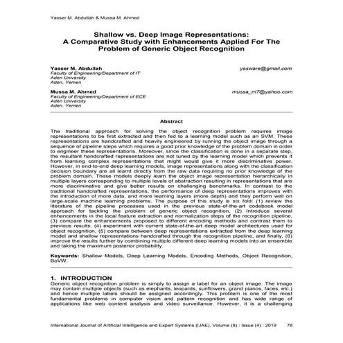 Shallow vs. Deep Image Representations: A Comparative Study with ...