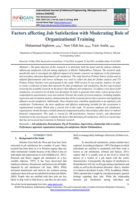 Review of literature on employees satisfaction | PDF