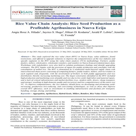 Rice Value Chain Analysis: Rice Seed Production as a Profitable ...