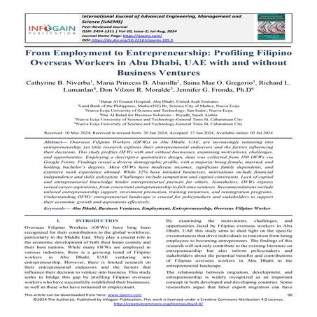 From Employment to Entrepreneurship: Profiling Filipino Overseas ...