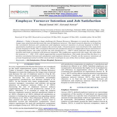 Employee Turnover Intention and Job Satisfaction | PDF