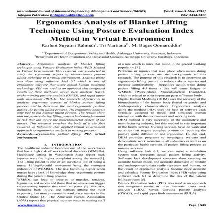 Ergonomics Analysis of Blanket Lifting Technique Using Posture ...