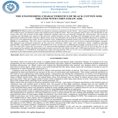 THE ENGINEERING CHARACTERISTICS OF BLACK COTTON SOIL TREATED WITH CORN ...