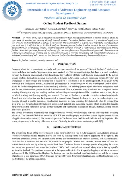 ONLINE STUDENT FEEDBACK SYSTEM | PPTX