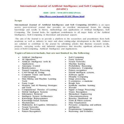 International Journal of Artificial Intelligence and Soft Computing (IJAISC) | PDF