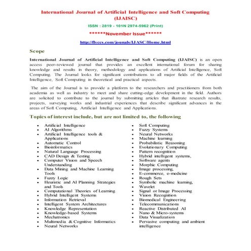 International Journal of Artificial Intelligence and Soft Computing ...