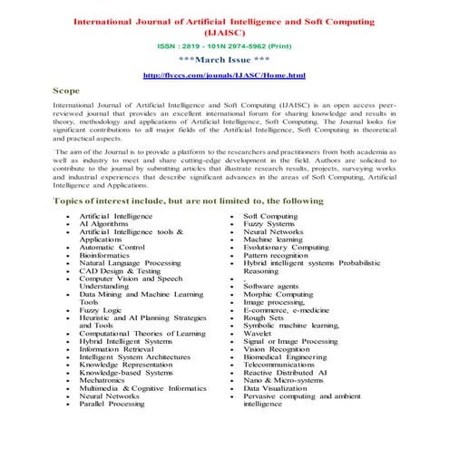 International Journal of Artificial Intelligence and Soft Computing ...