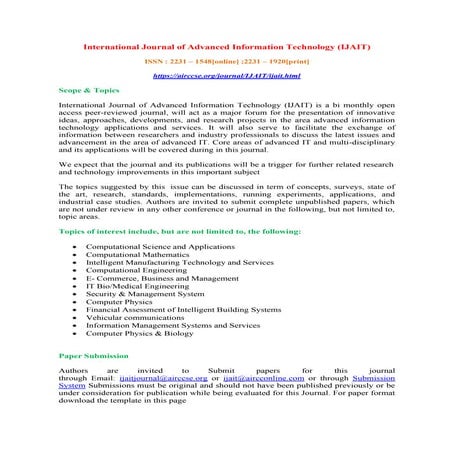International Journal of Advanced Information Technology (IJAIT) | PDF